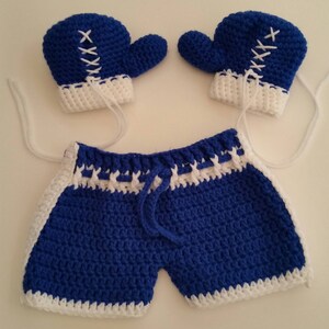 Baby Boxing Royal Blue and White Crochet Outfit / Baby Boxing Photo ...