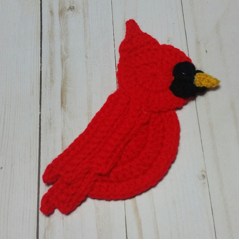 Red Cardinal Applique Crochet Red Cardinal Applique Pre-made - Etsy