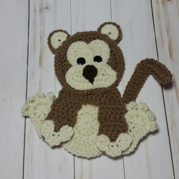 Monkey Applique Crochet Monkey Applique Premade Applique - Etsy