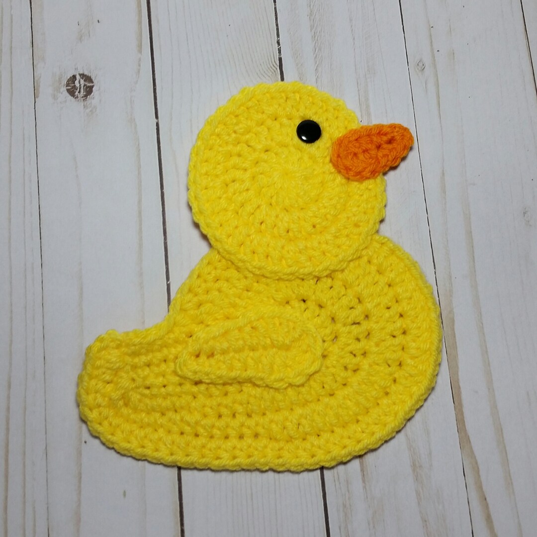 Yellow Duck Applique / Crocheted Duck Applique / Premade Applique ...