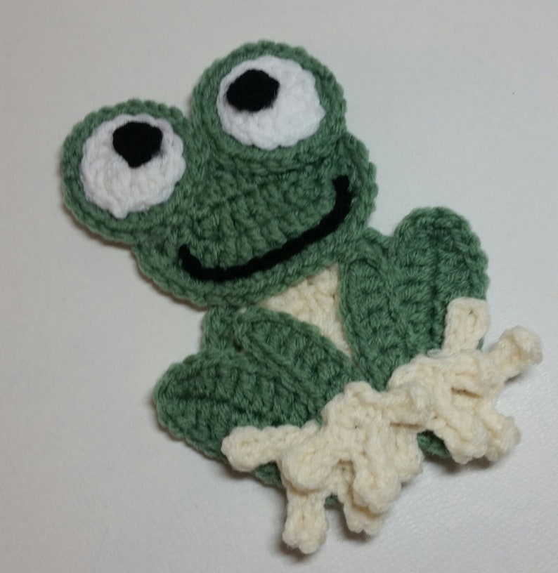 Frog Applique Crochet Frog Applique Pre Made Frog Applique Etsy