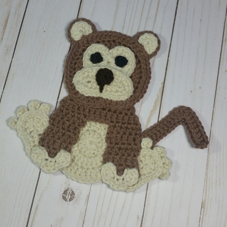 Monkey With Crocheted Eyes Applique / Crochet Monkey Applique - Etsy