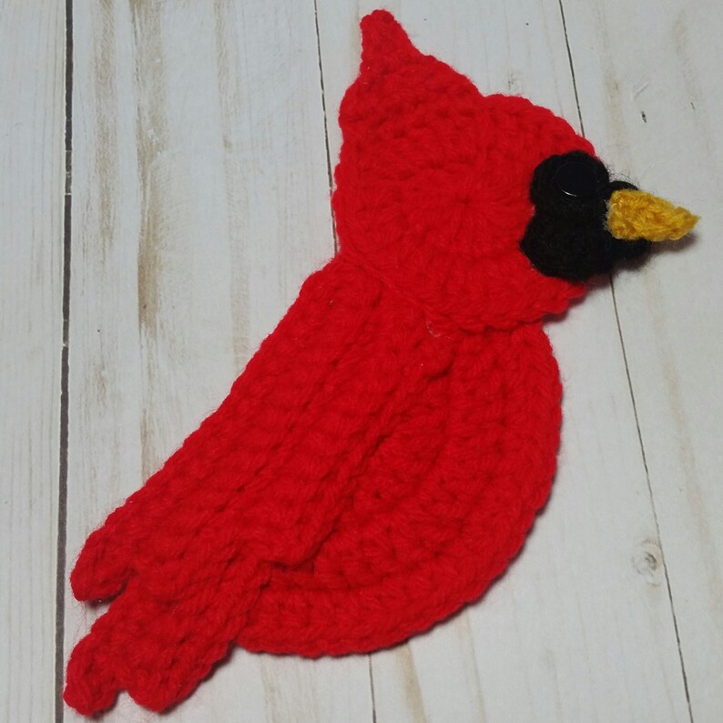 Red Cardinal Applique Crochet Red Cardinal Applique Pre-made - Etsy