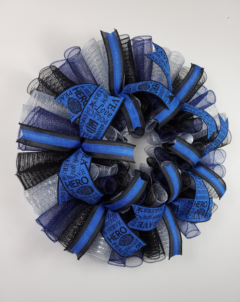 Police Officer Wreath Police Themed Party Thin Blue Line - Etsy