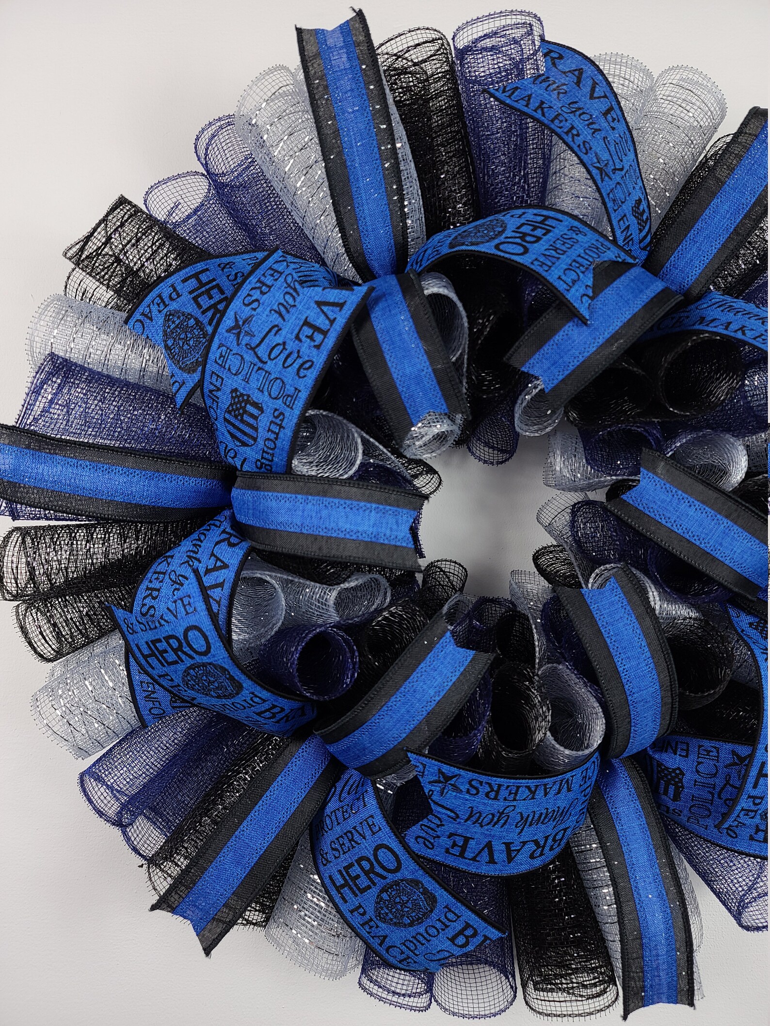 Police Officer Wreath Police Themed Party Thin Blue Line - Etsy