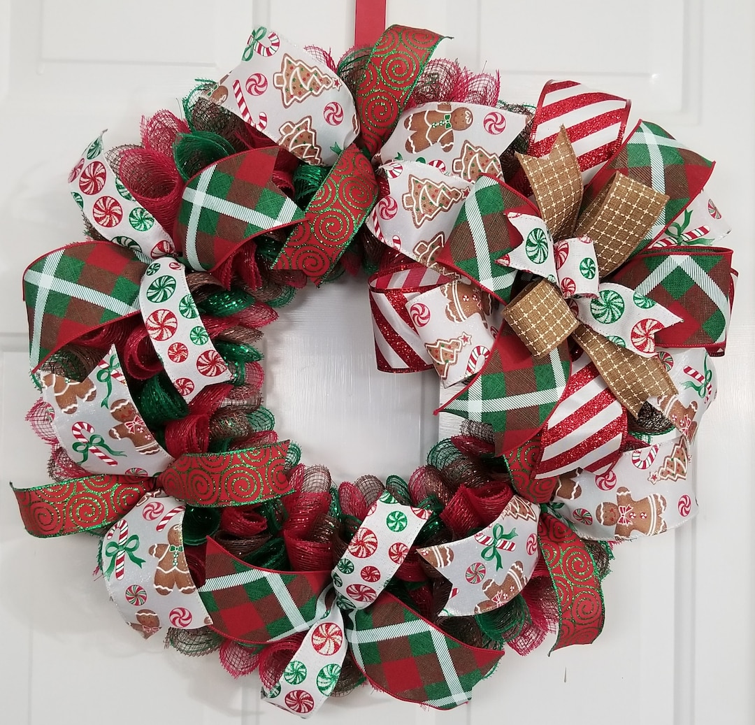 Gingerbread Man Wreath, Christmas Front Door Wreaths, Gingerbread Man ...