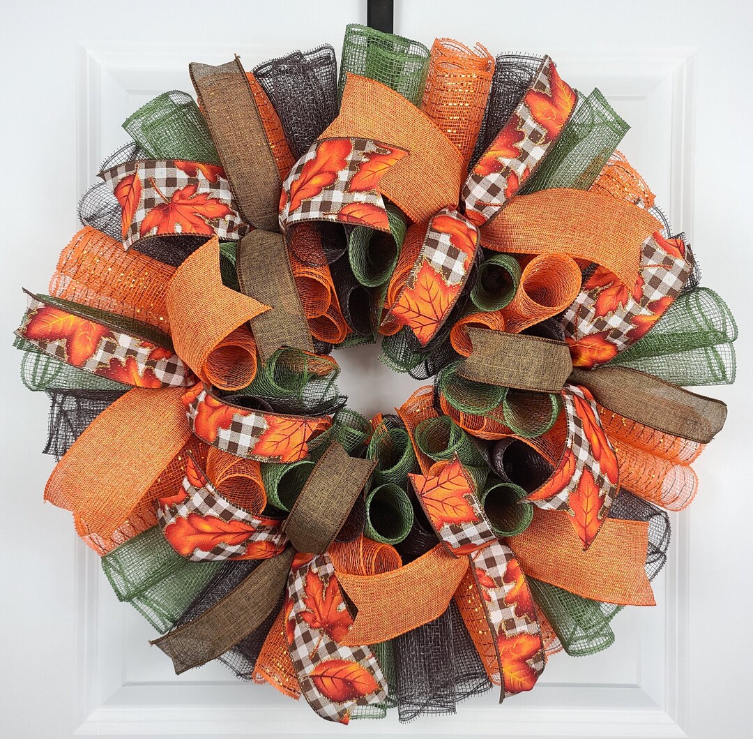 Fall Door Wreaths, Autumn Leaves Door Decor, Fall Colored Wreath, Fall ...