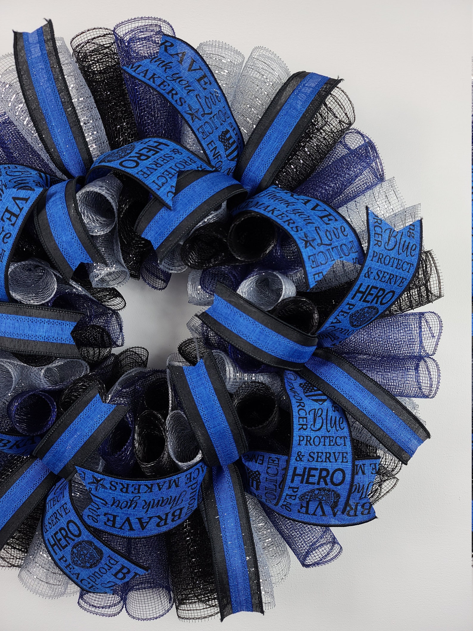 Police Officer Wreath Police Themed Party Thin Blue Line - Etsy
