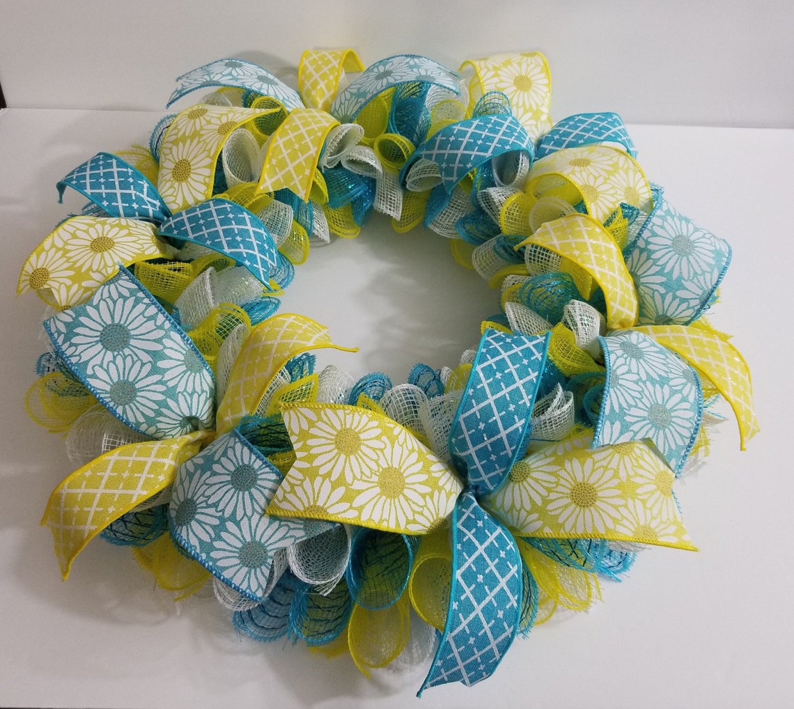 Blue Spring Wreath Spring Summer Wreath Summer Door Wreath | Etsy