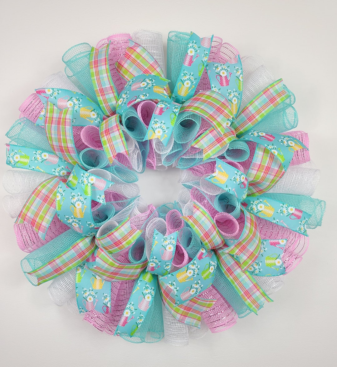 Spring Door Wreath, Spring Porch Decorations, Pastel Springtime Door ...