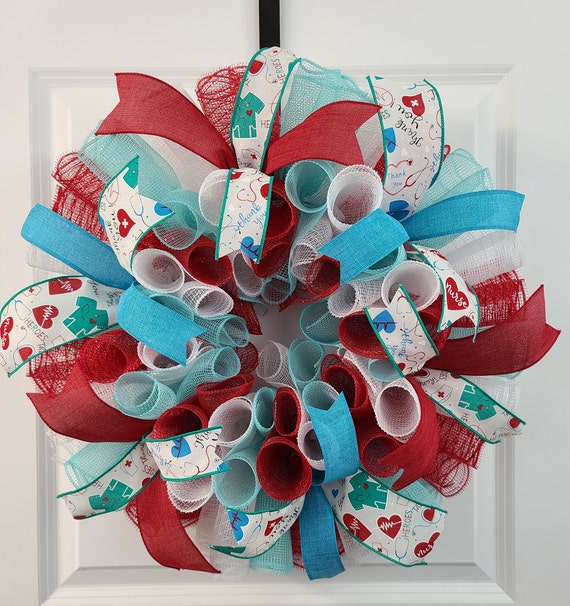 Nurse Wreath Healthcare Workers Themed Wreath Healthcare - Etsy