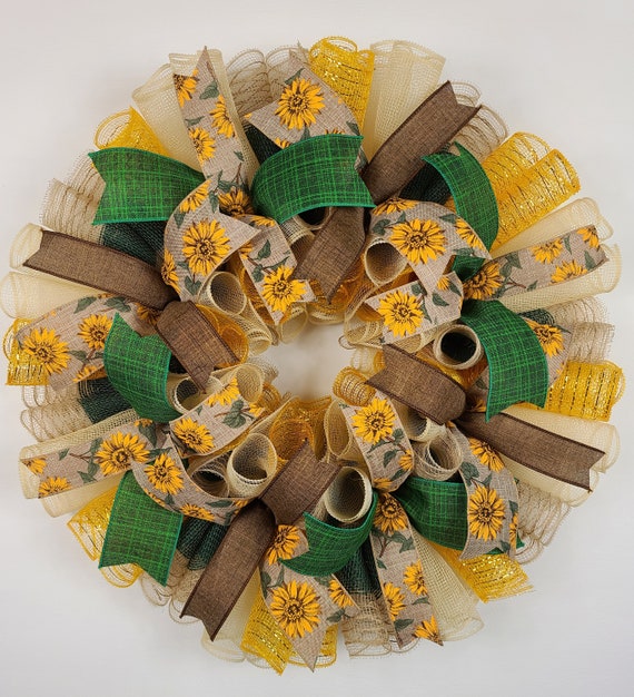 Sunflower Front Door Wreaths Sunflower Themed Wreath - Etsy