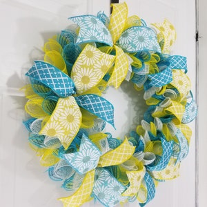 Blue Spring Wreath, Spring Summer Wreath, Summer Door Wreath, Everyday ...