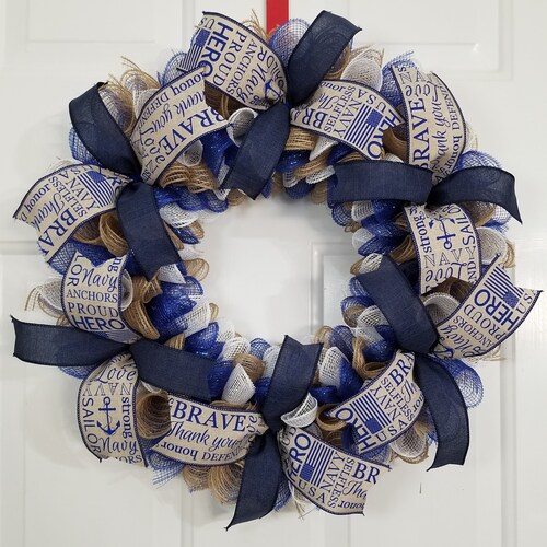 Navy Wreath - Etsy