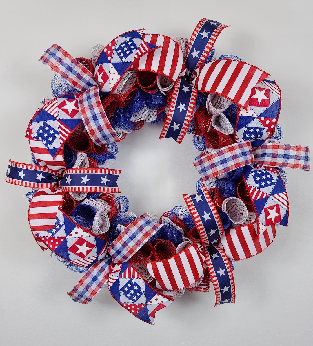Patriotic Wreaths for Summer, Memorial Day Wreath, Patriotic Door Decor ...