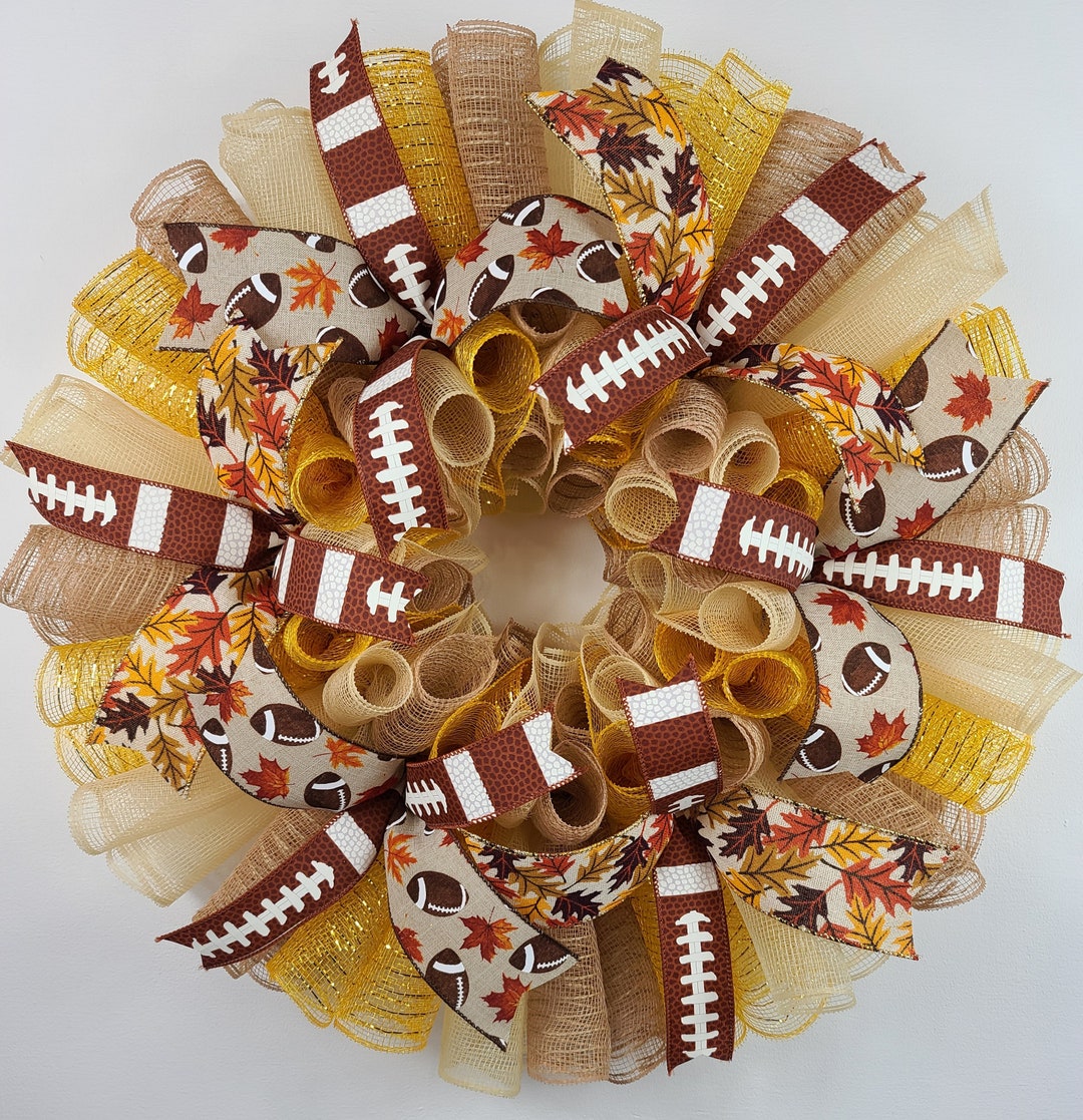 Fall Football Wreath, Football Wreaths for Front Door, Football Party ...