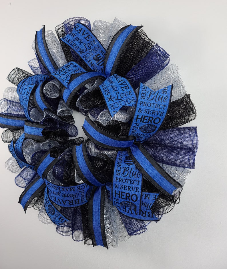 Police Officer Wreath Police Themed Party Thin Blue Line - Etsy