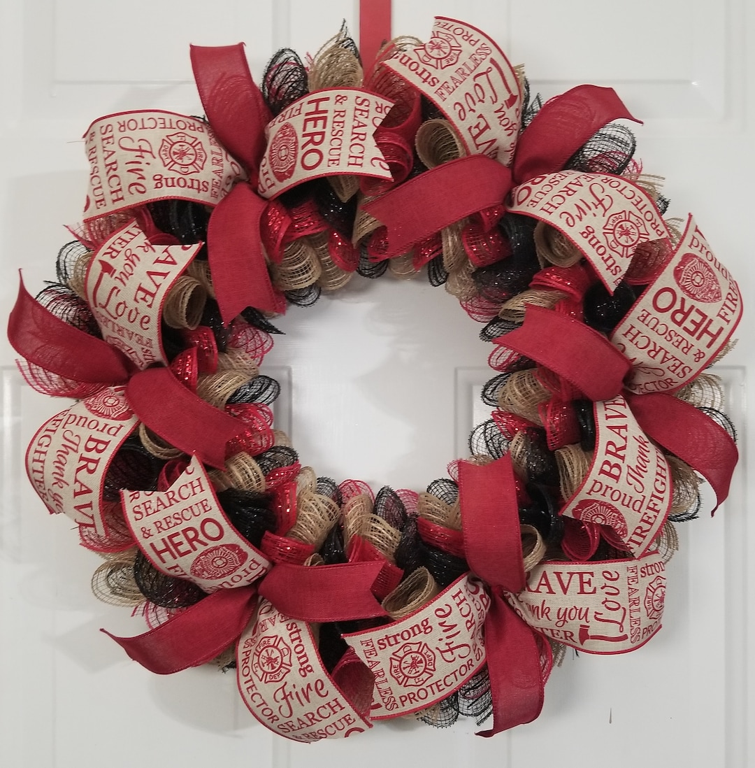 Firefighter Wreath Fire Station Wreath Fireman Retirement - Etsy