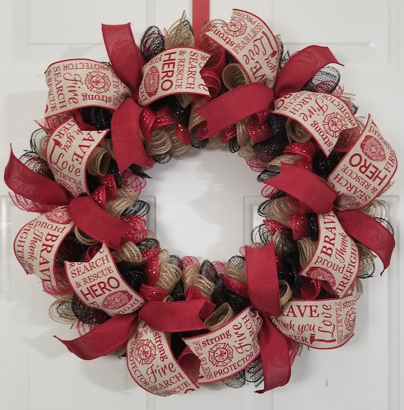 Firefighter Wreath Fire Station Wreath Fireman Retirement | Etsy