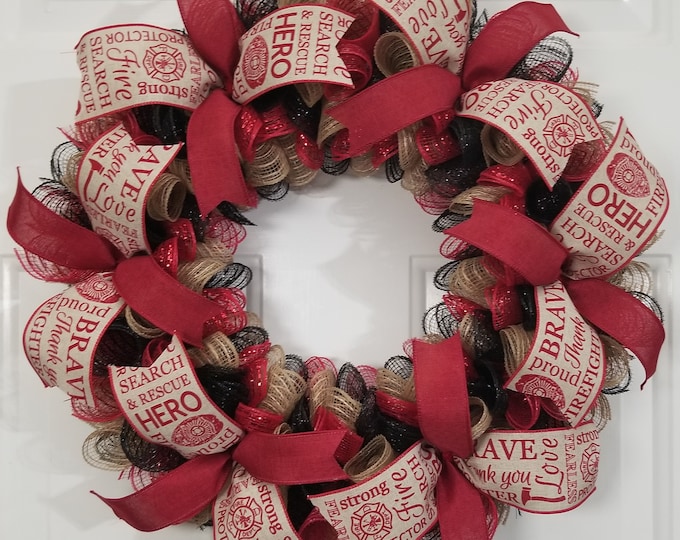 Firefighter Wreath Fire Station Wreath Fireman Retirement - Etsy