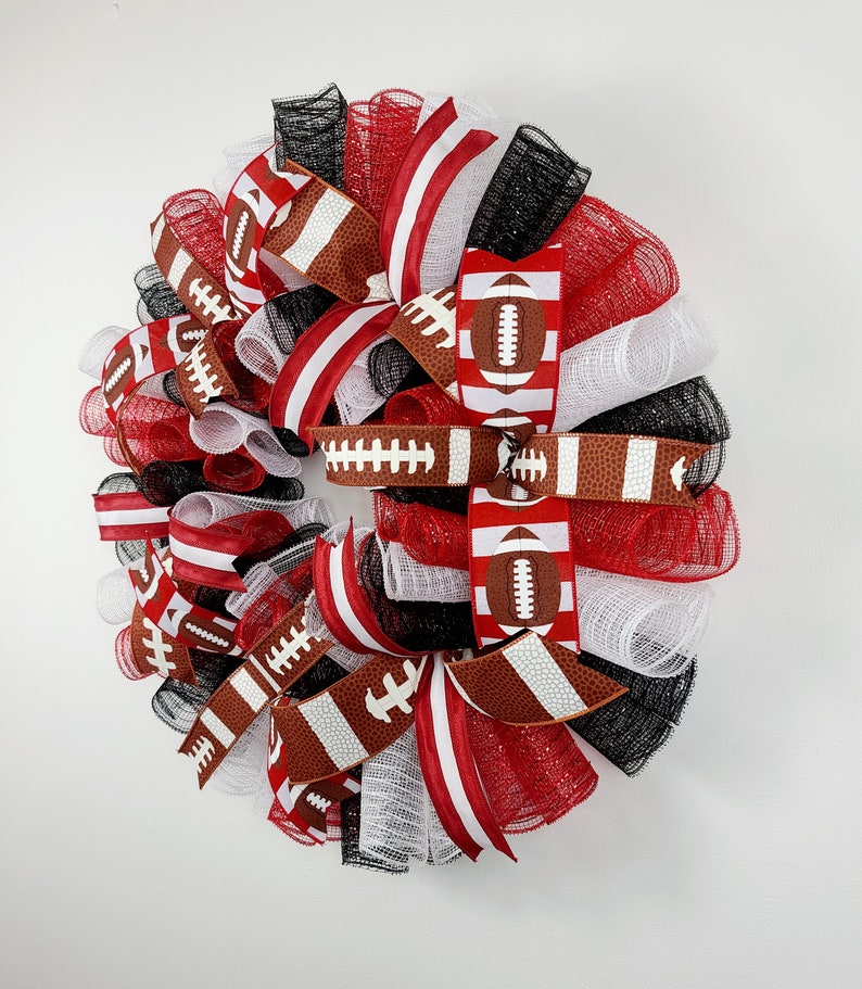 Football Theme Wreath, Football Wreaths for Front Door, Tailgate Party ...