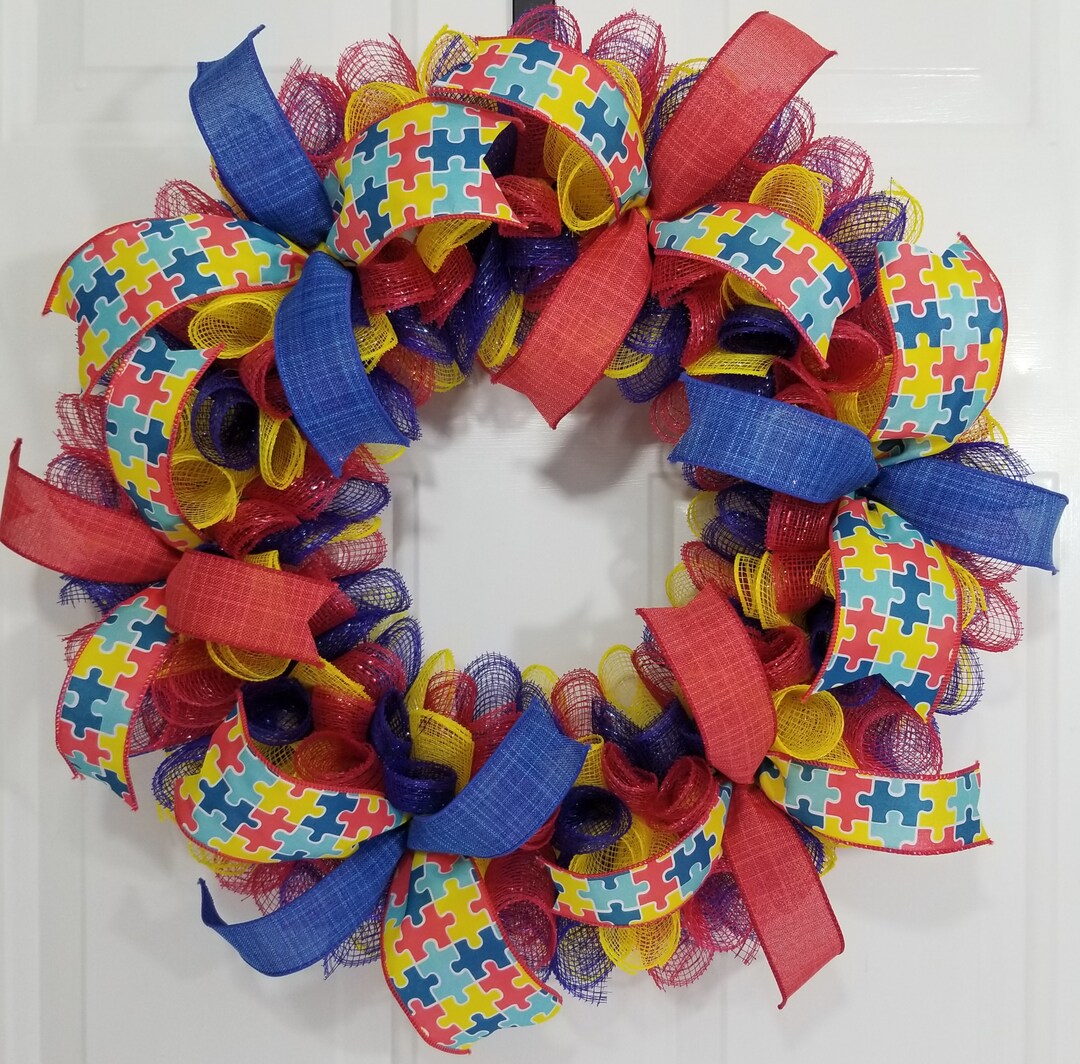 Autism Wreath, Autism Awareness Wreath, Autism Door Wreath, Teacher ...