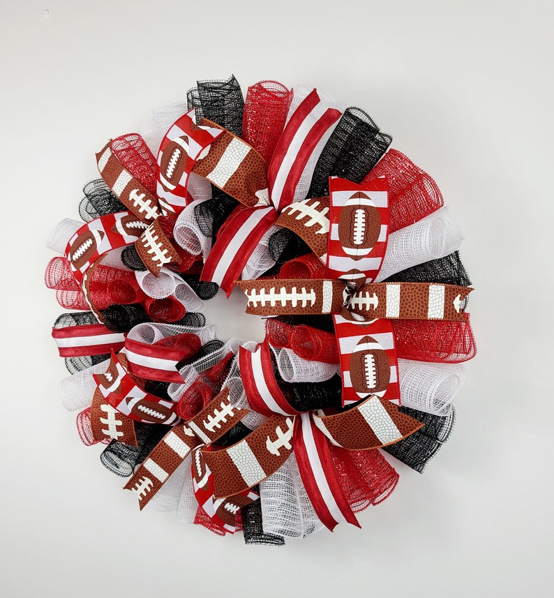 Football Theme Wreath Football Wreaths for Front Door - Etsy