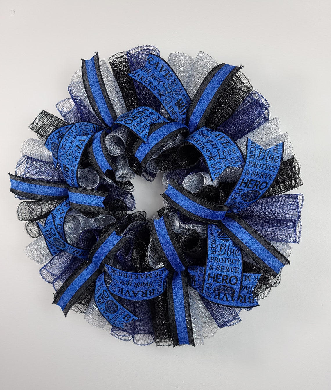 Police Officer Wreath Police Themed Party Thin Blue Line - Etsy