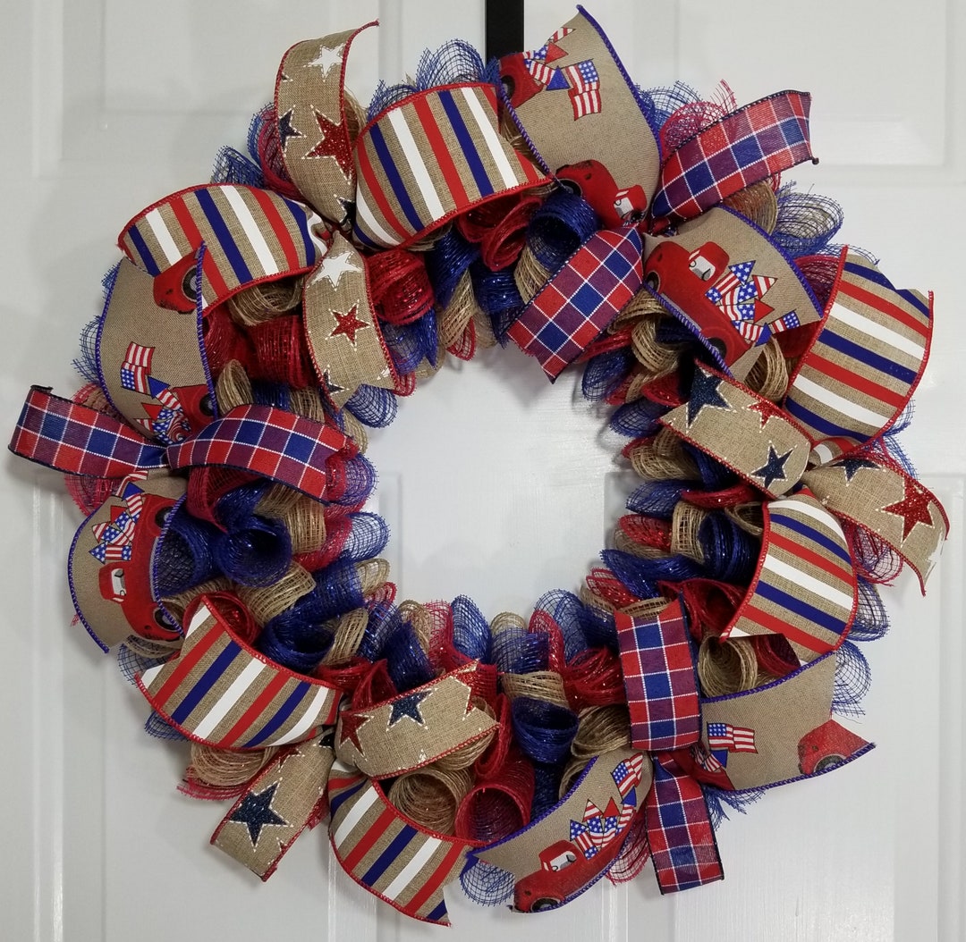 Rustic Summer Door Wreaths, Memorial Day Door Decor, 4th of July Porch ...