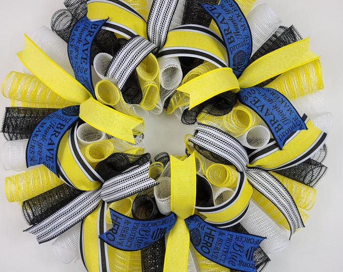 911 Dispatcher Front Door Wreath, Police Dispatcher Door Decor ...