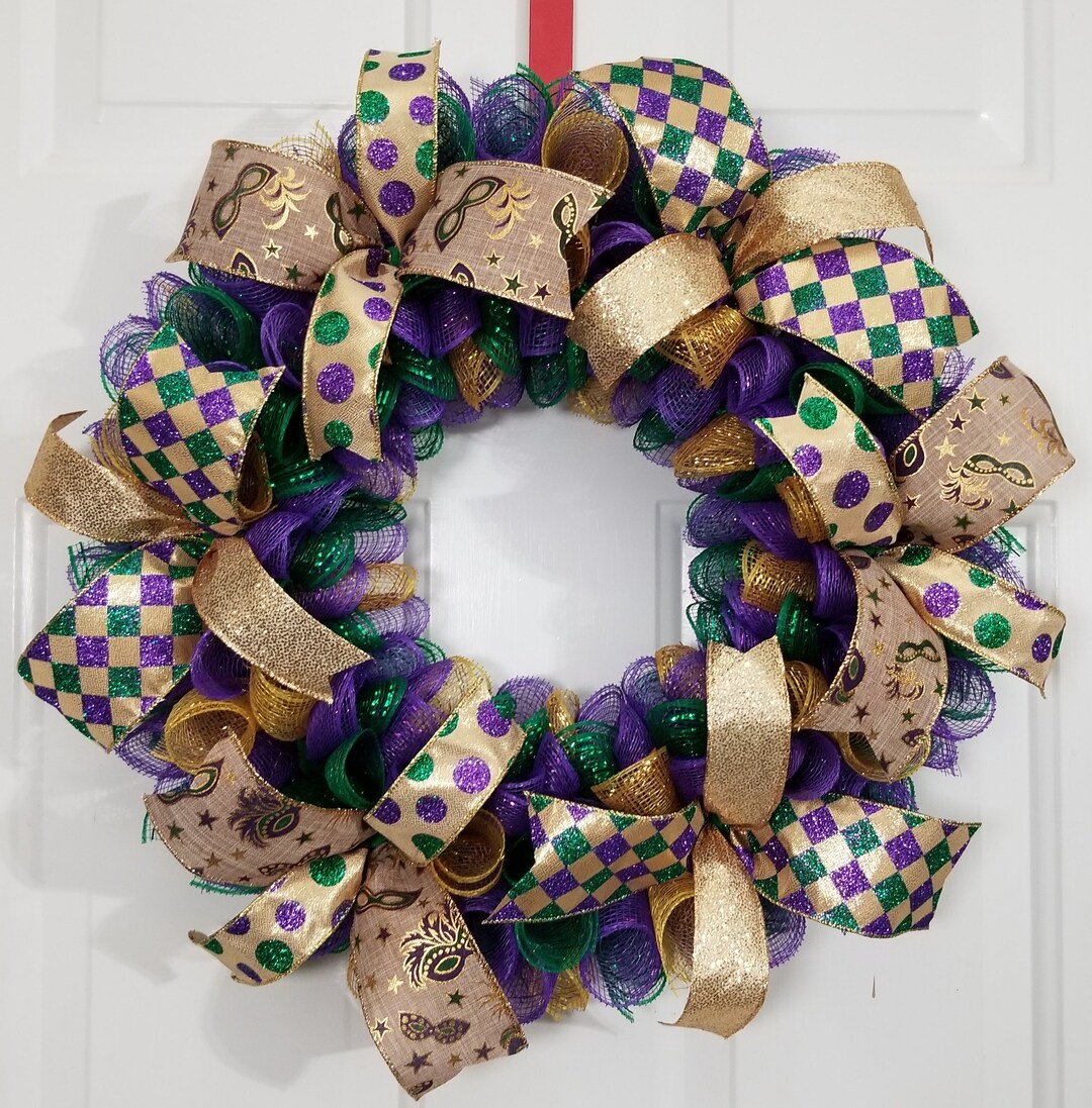 Mardi Gras Wreaths Fat Tuesday Door Decor Mardi Gras Door - Etsy
