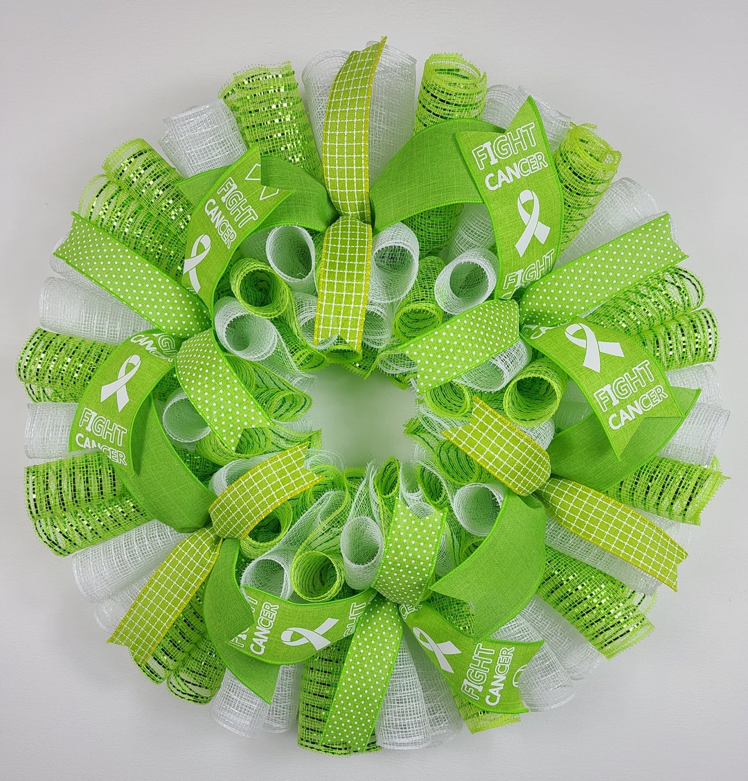 Lime Green Cancer Wreath, Cancer Awareness Wreath, Cancer Awareness ...