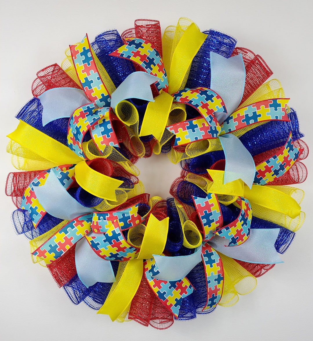 Autism Wreaths for Front Door, Autism Awareness Wreath, Autism Door ...