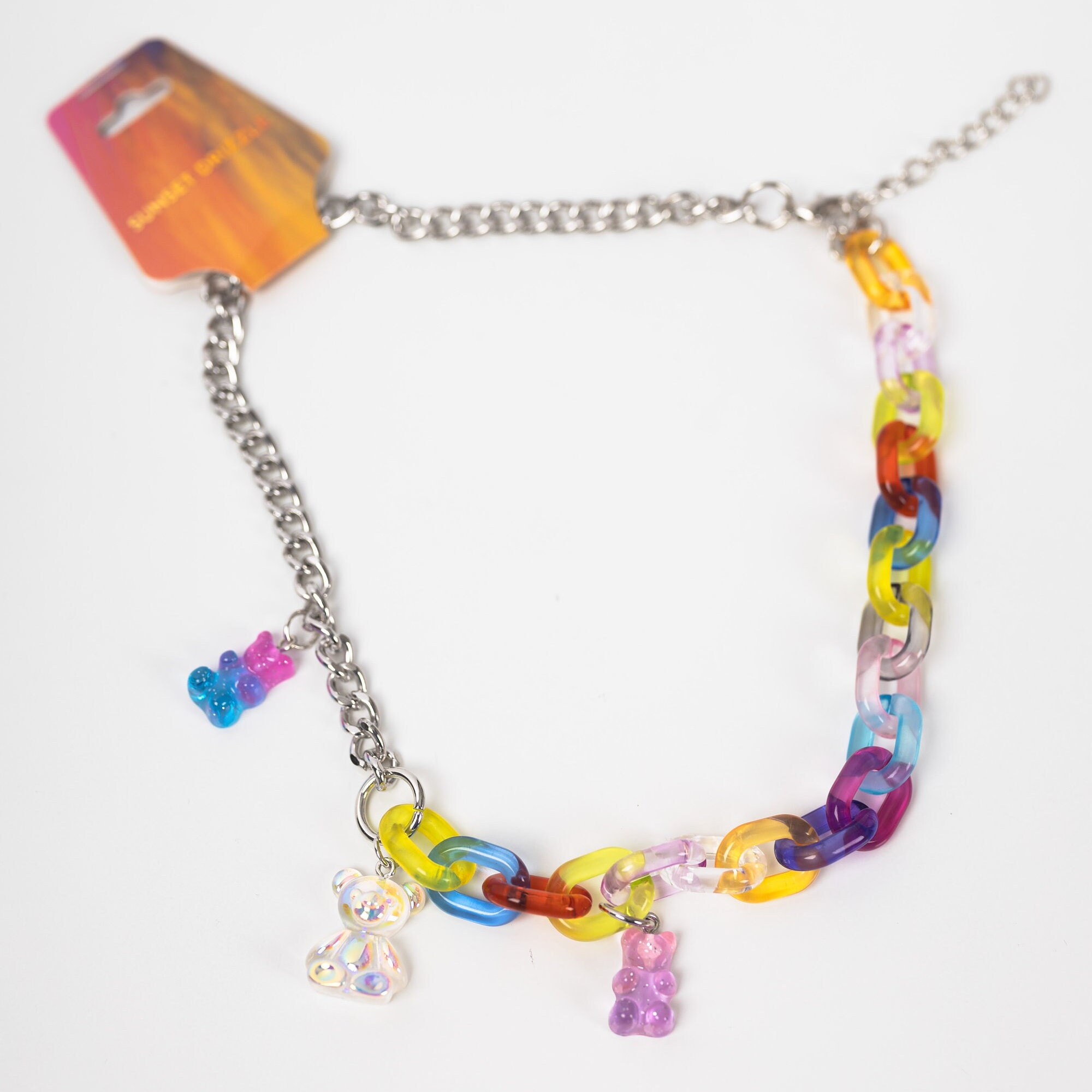 Y2K Aesthetic Rainbow Cute Jelly Bear Gummy Necklaces for Women Girls ...