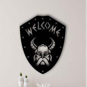 Welcome Viking Shield Metal Wall Decor, Vegvisir Icelandic Metal Wall ...