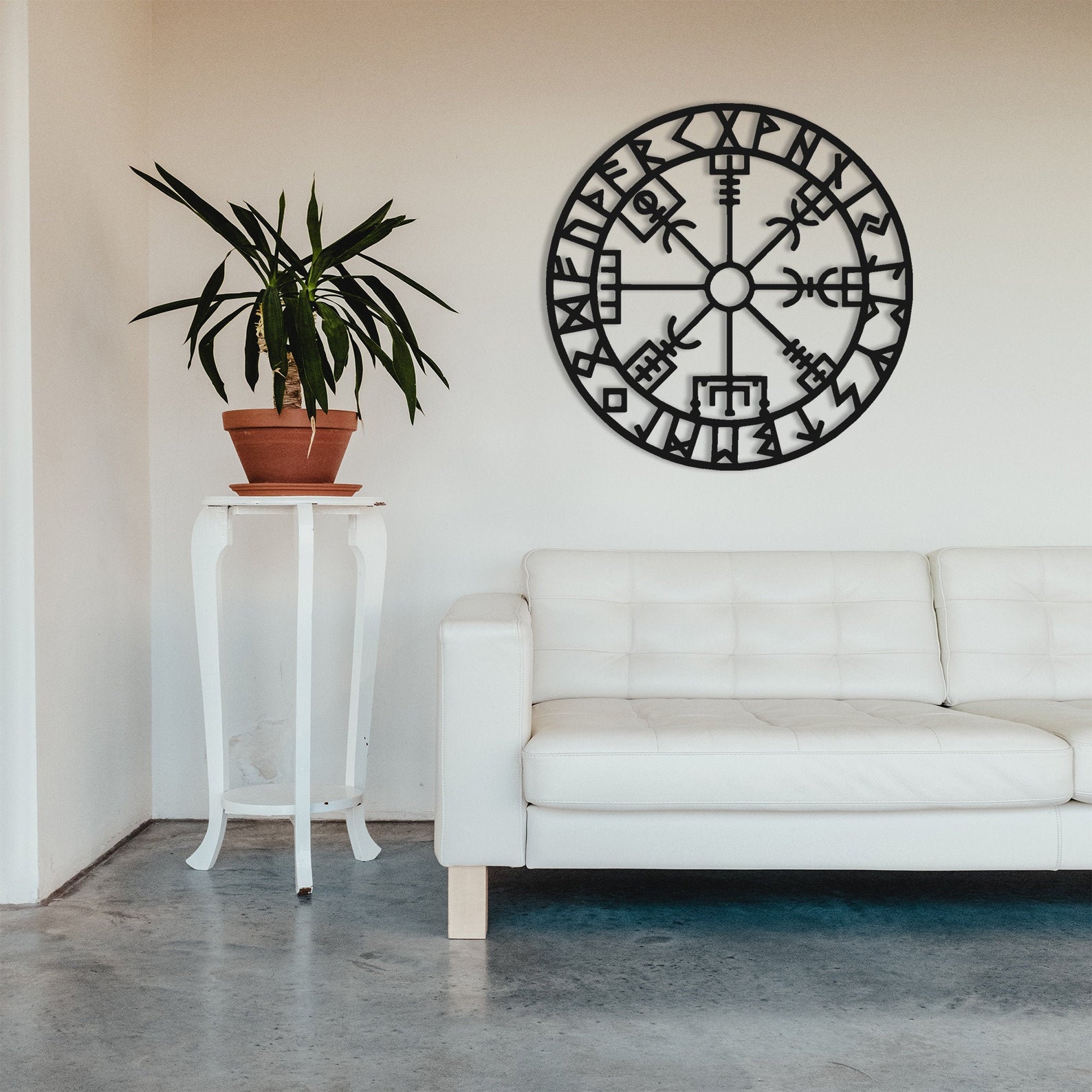 Vegvisir Wall Art, Vikings Decor, Runic Compass, Viking Protection Sign ...