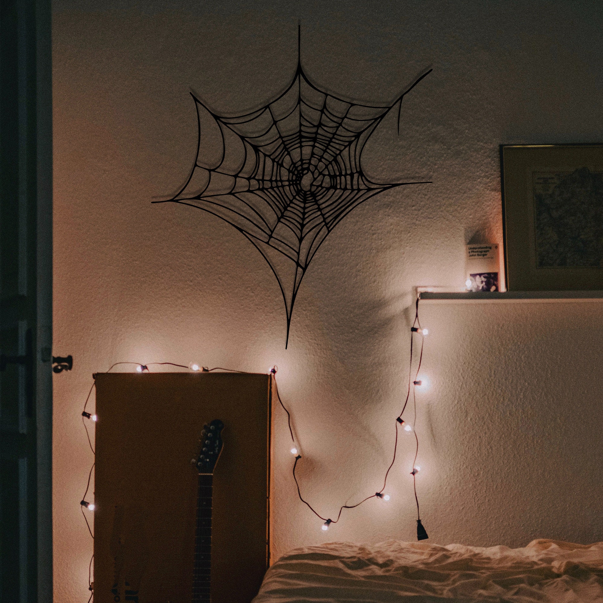 Metal Spider Web Decor Art- Black Metal Wall Art for Home - Halloween ...