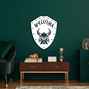 Welcome Viking Shield Metal Wall Decor, Vegvisir Icelandic Metal Wall ...
