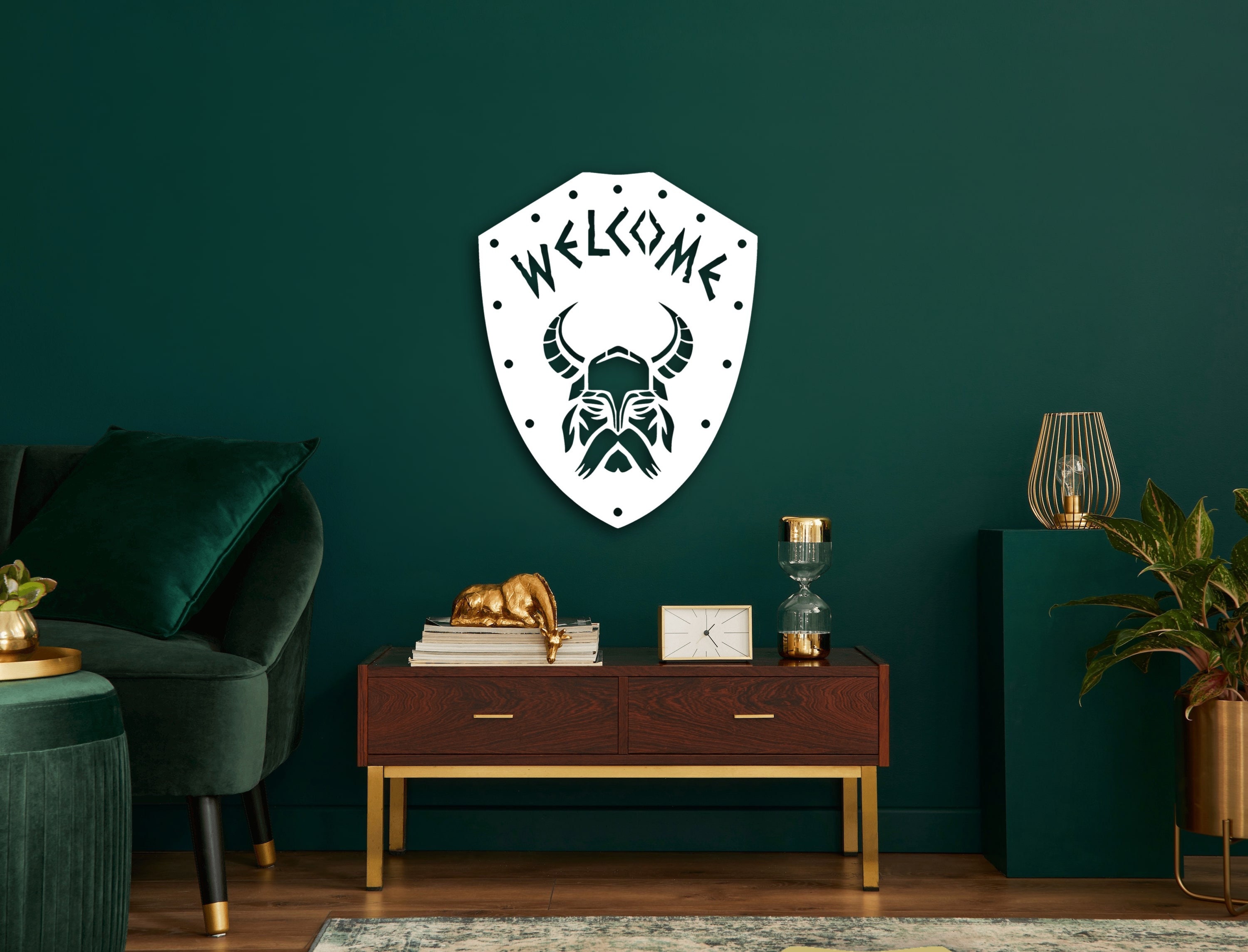 Welcome Viking Shield Metal Wall Decor, Vegvisir Icelandic Metal Wall ...