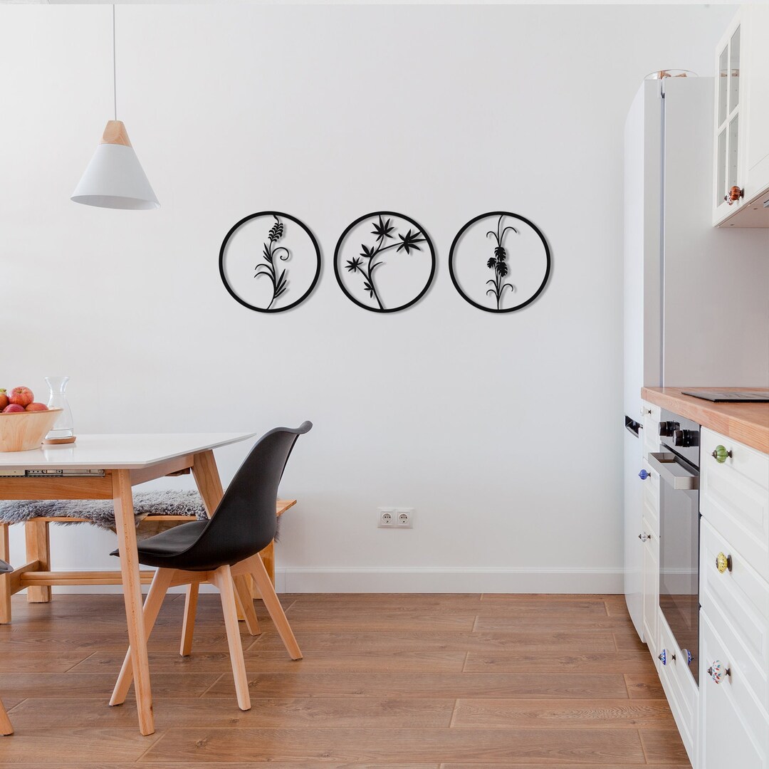 Flowers Metal Wall Art Set of 3, Plants Metal Art, Nature Metal Sign ...