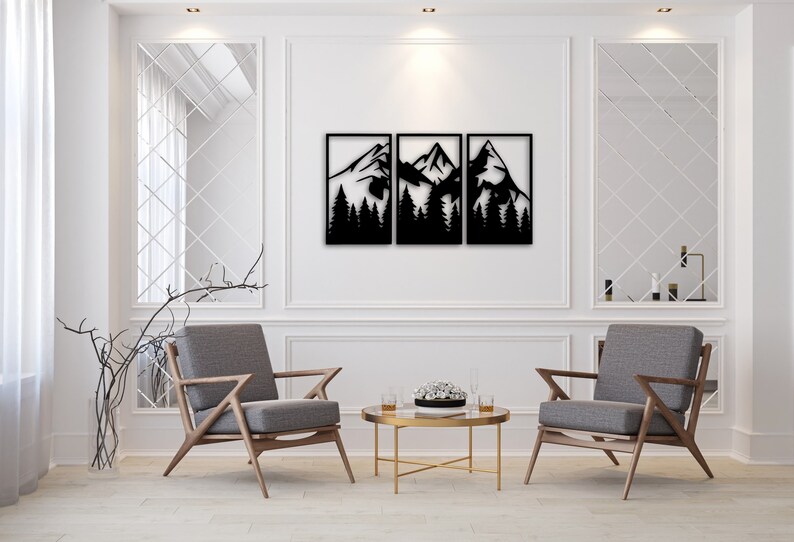 Mountain Metal Panel Wall Art Decor, Mountain Range View, Nature and ...