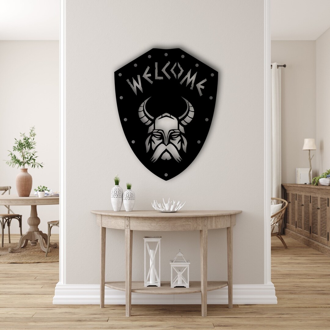 Welcome Viking Shield Metal Wall Decor, Vegvisir Icelandic Metal Wall ...