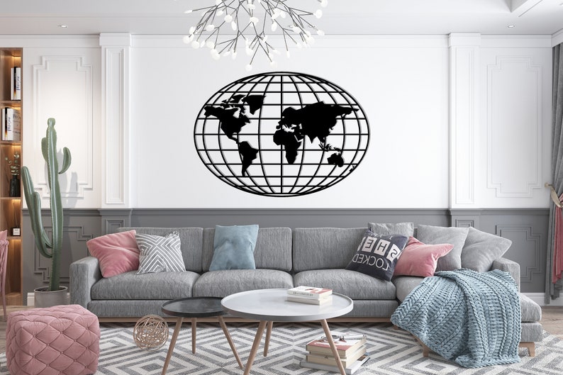 Metal World Map Metal Wall Art Map Wall Art Metal Wall - Etsy