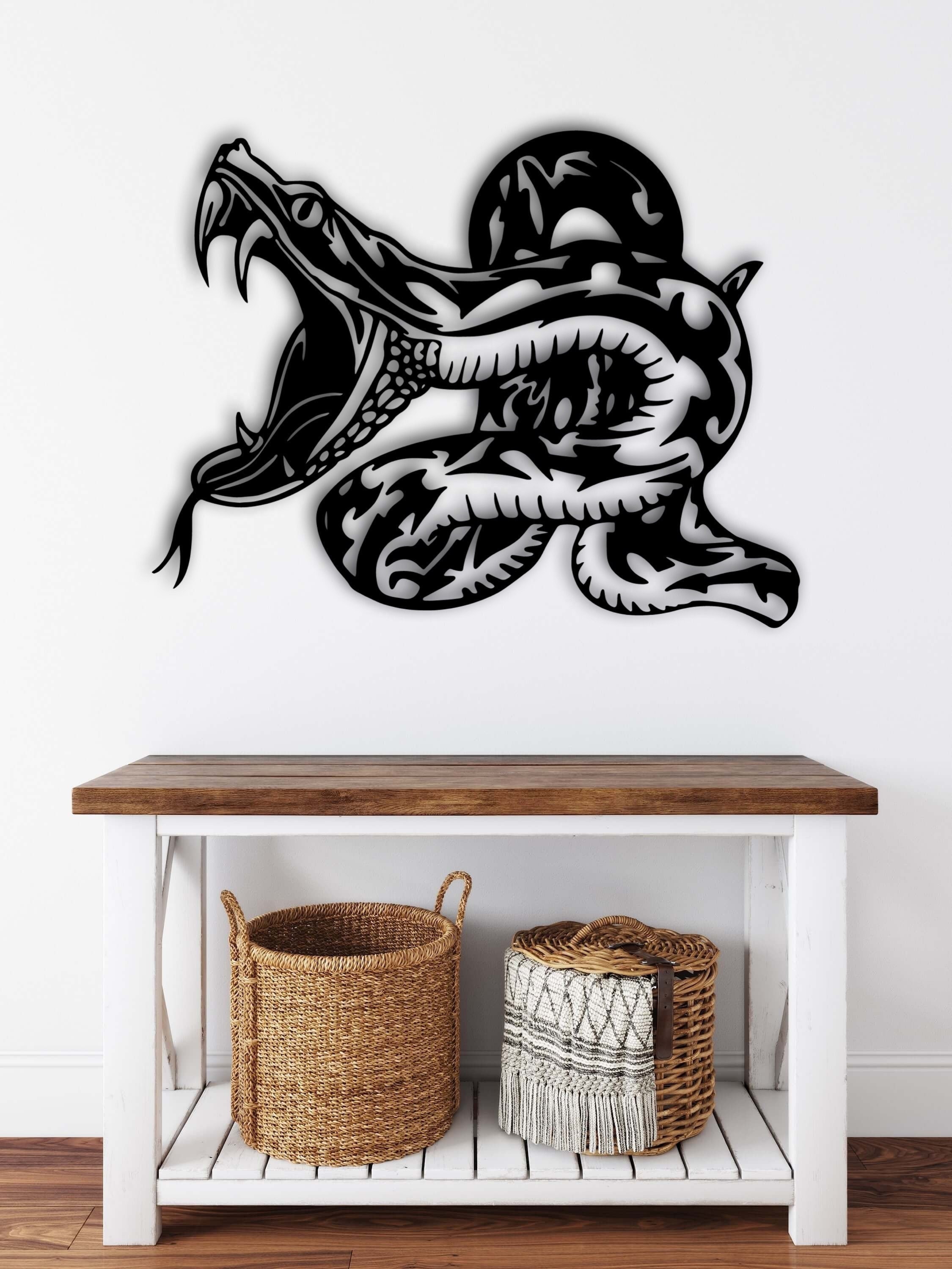 Snake Wall Art, Metal Snake Décor, Animal Art, Wall Hanging, Home ...