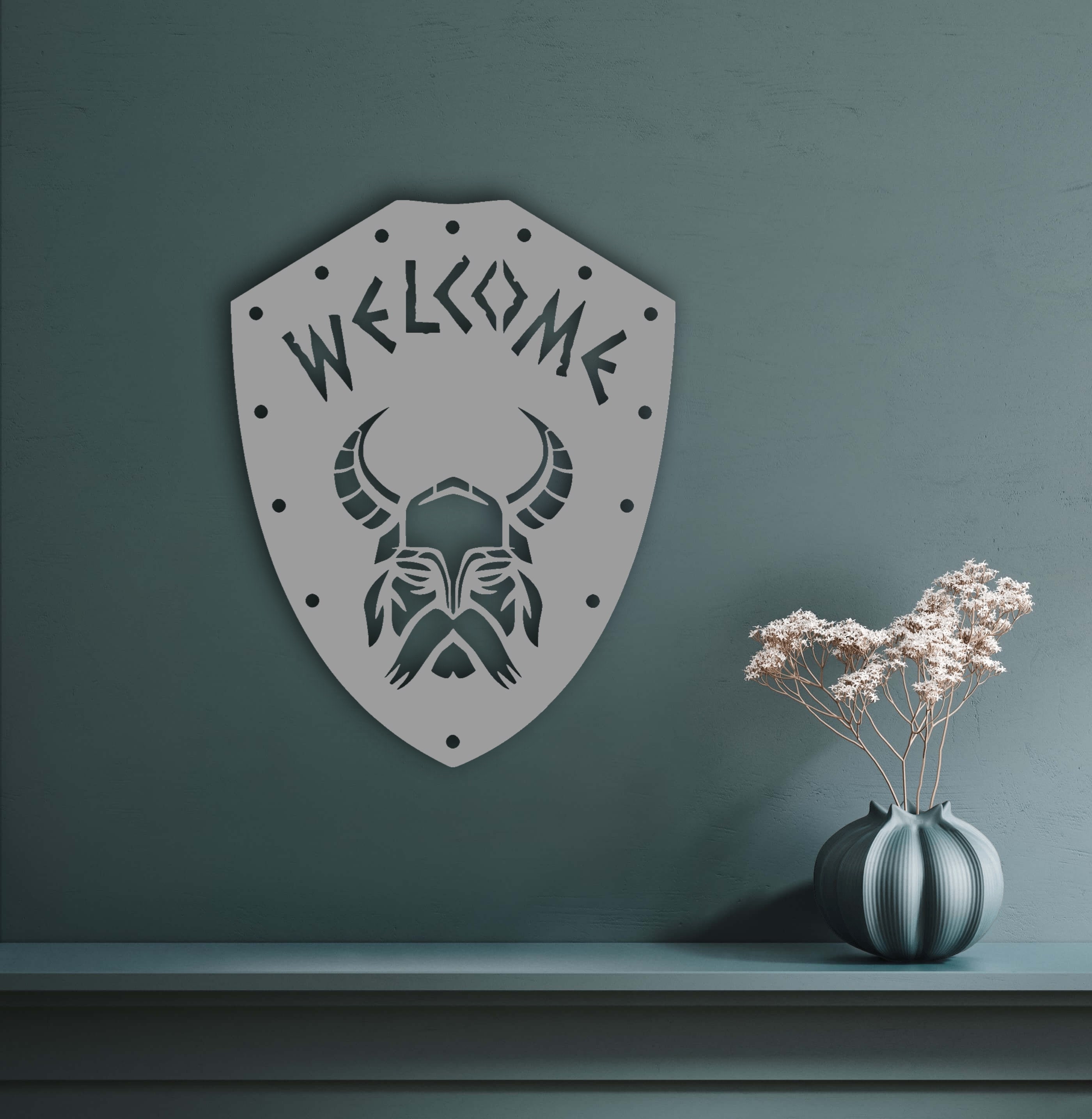 Welcome Viking Shield Metal Wall Decor, Vegvisir Icelandic Metal Wall ...