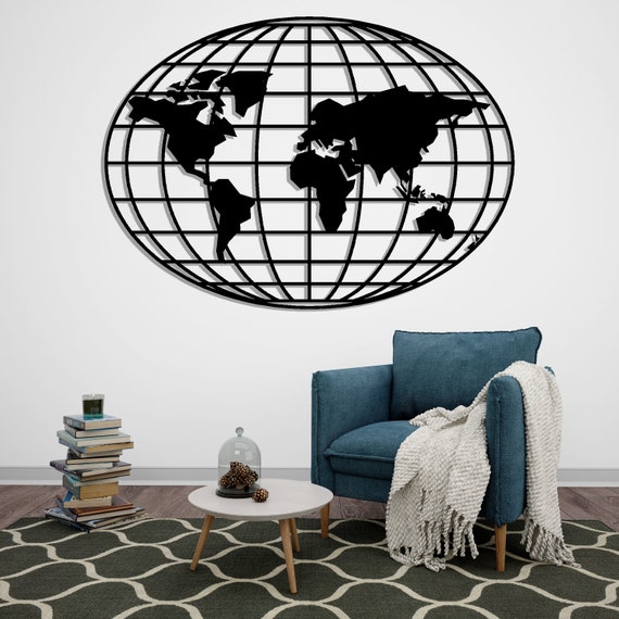 Metal World Map Metal Wall Art Map Wall Art Metal Wall | Etsy Canada