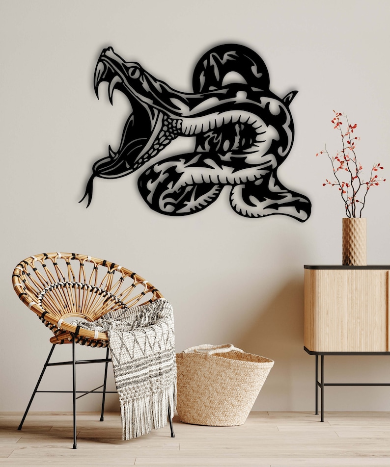 Snake Wall Art, Metal Snake Décor, Animal Art, Wall Hanging, Home ...
