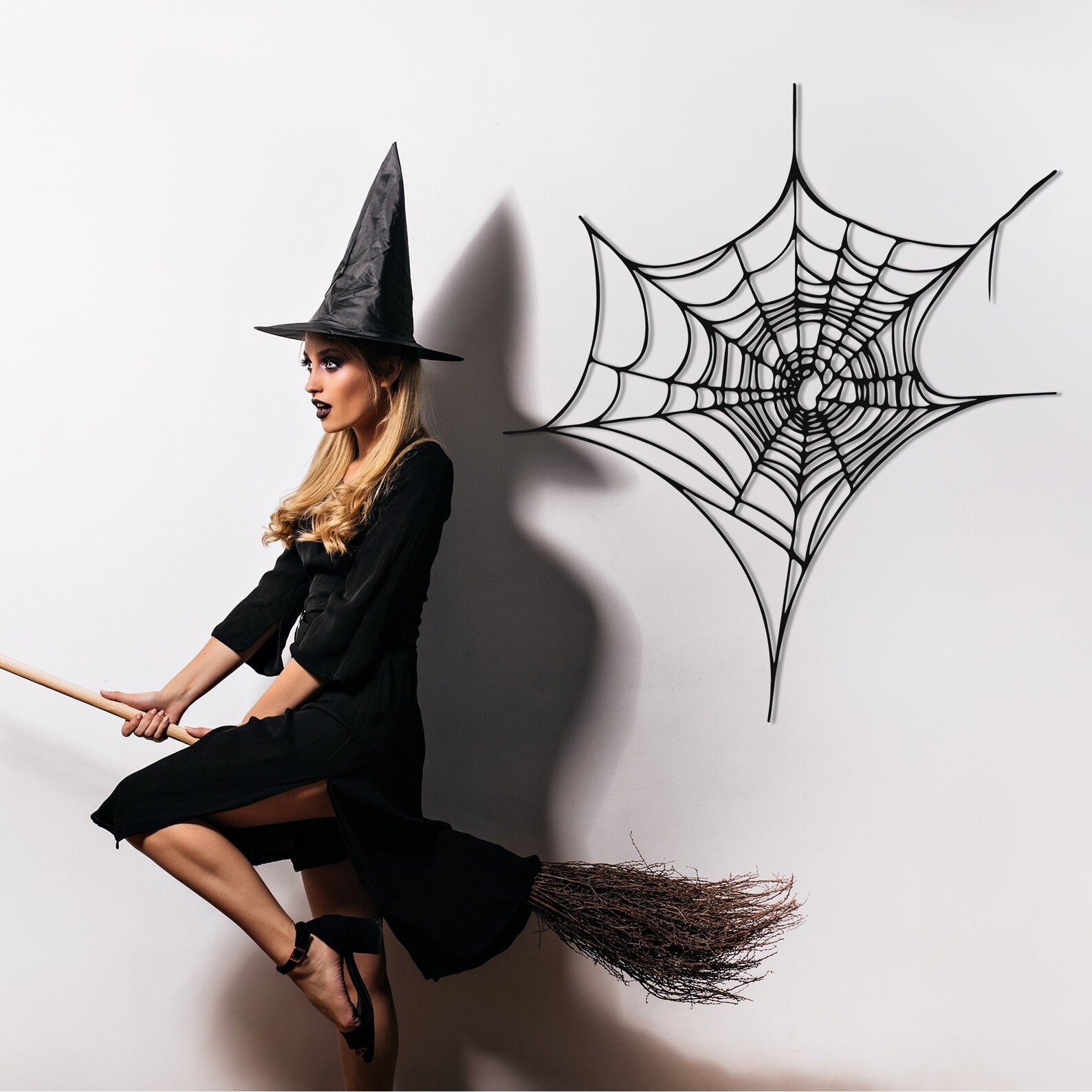 Metal Spider Web Decor Art- Black Metal Wall Art for Home - Halloween ...