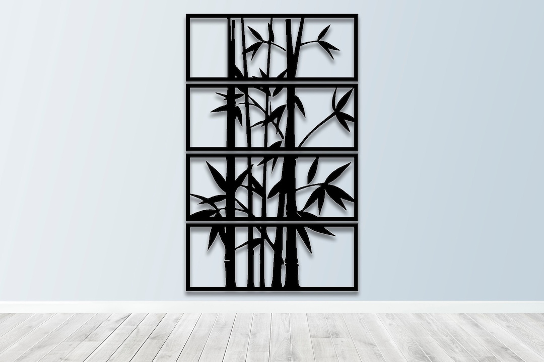Bamboo Metal Wall Art,4 Panel, Metal Wall Decor Set, Suitabel for ...