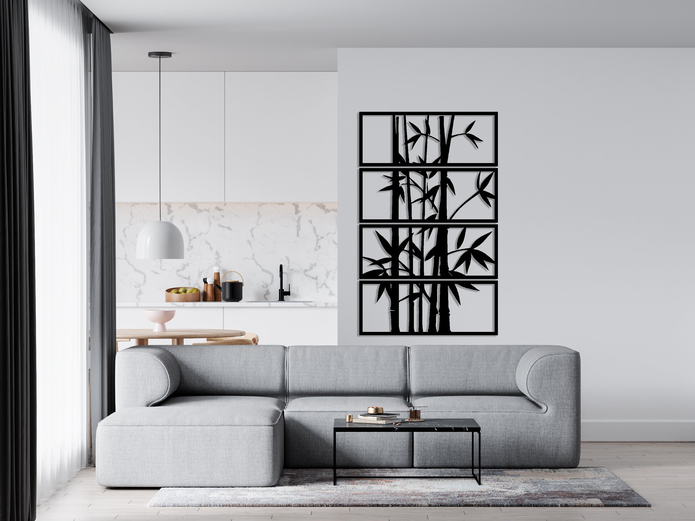 Bamboo Metal Wall Art,4 Panel, Metal Wall Decor Set, Suitabel for ...